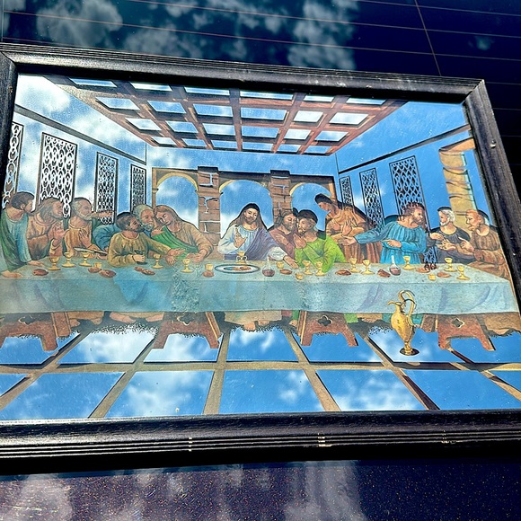 Art | Vintage Jesus Last Supper Reverse Painted Mirror Art 12 X 16 ...